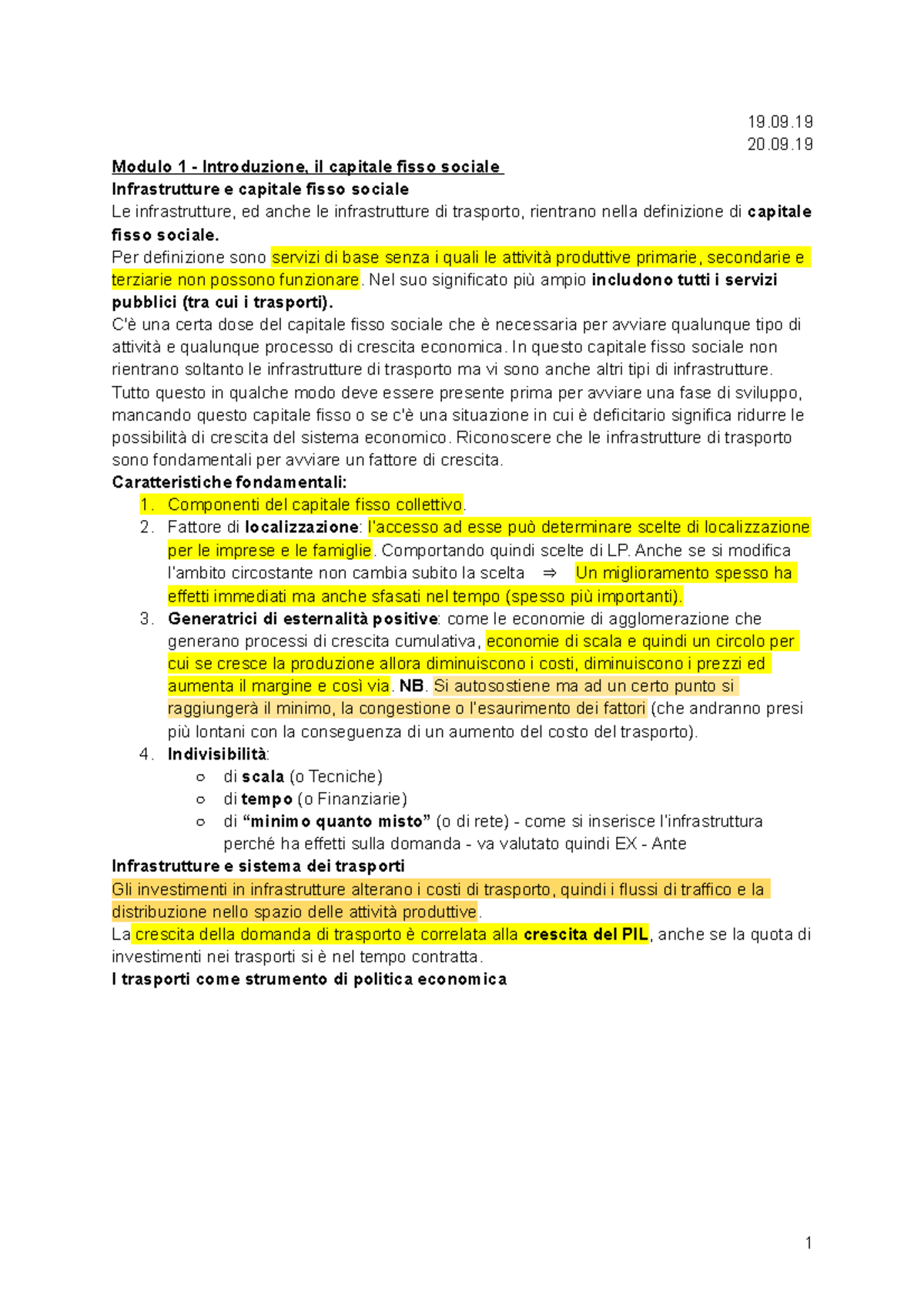 Infrastrutture - 19. 20. Modulo 1 - Introduzione, il capitale fisso ...