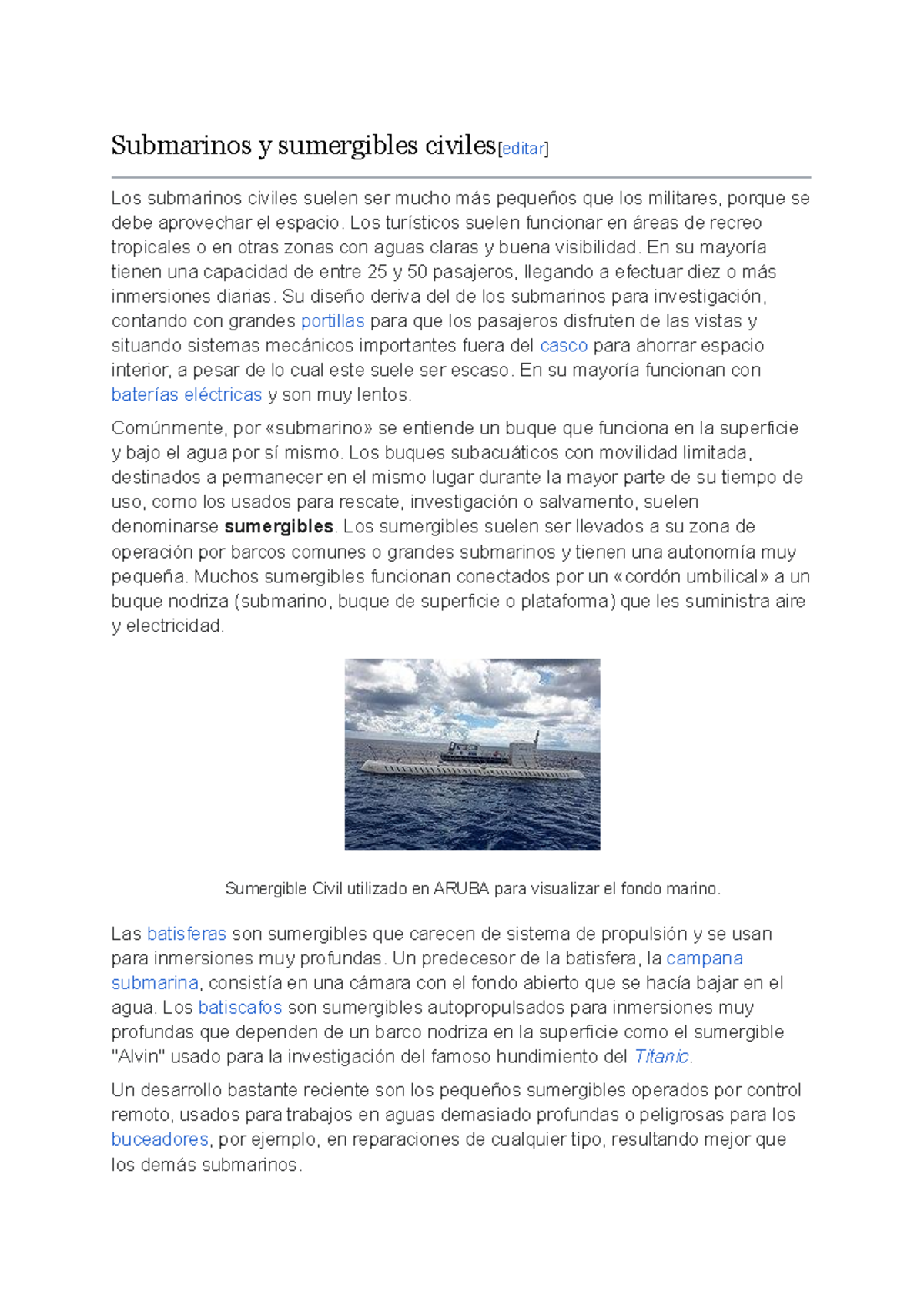 Submarino - datos - Submarinos y sumergibles civiles[editar] Los ...