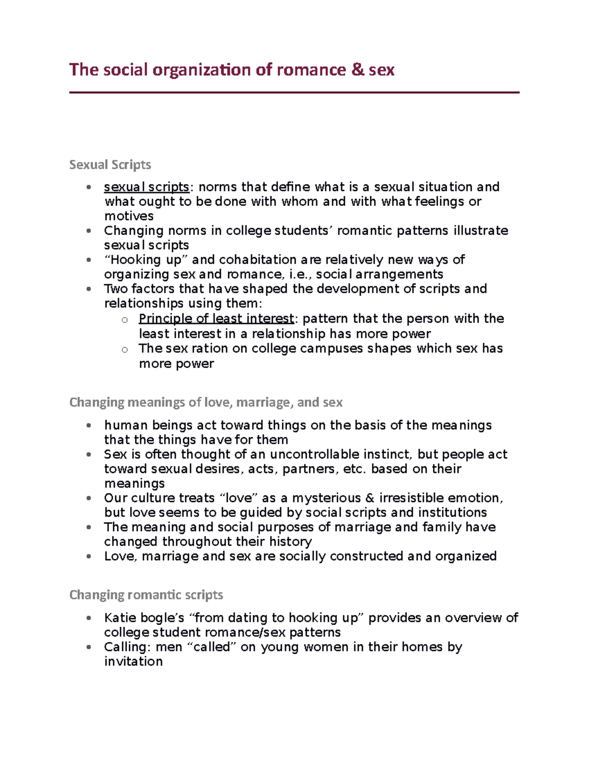 The social organization of romance - , social arrangements Two factors ...