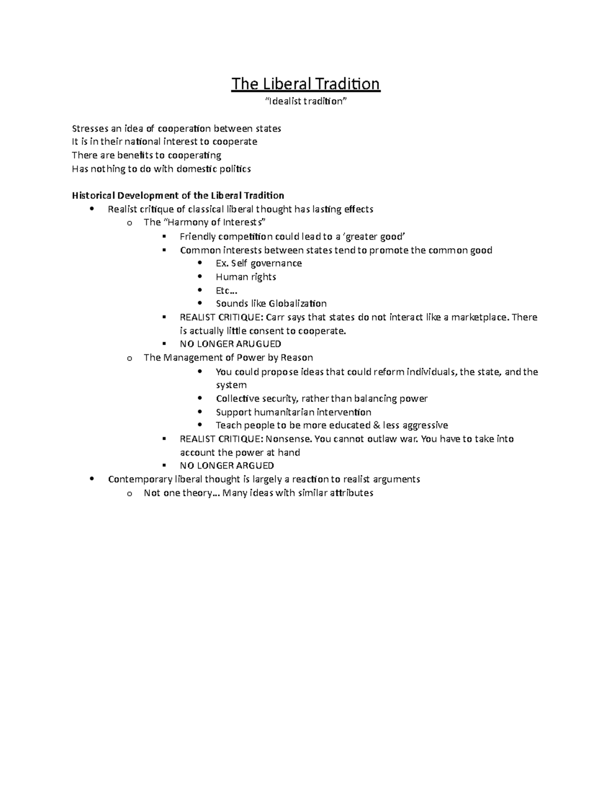 5. The Idealist Tradition - The Liberal Tradition “Idealist tradition ...