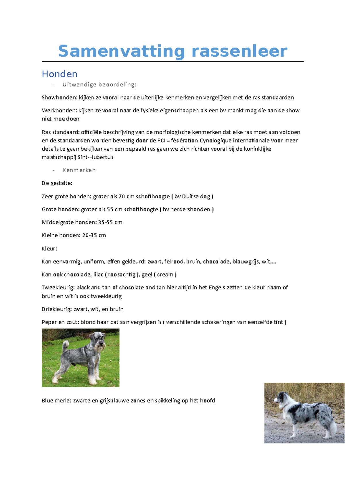 Samenvatting rassenleer - Samenvatting rassenleer Honden Uitwendige ...