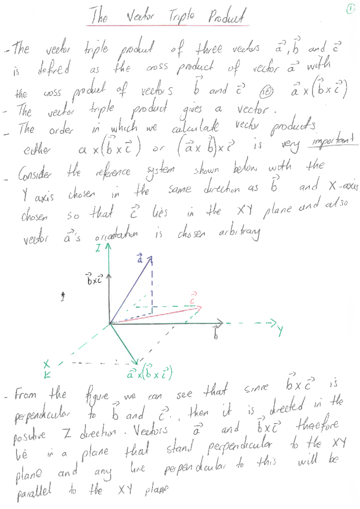 Class notes set 13 - The Vector Triple Product - The Vector Triple ...