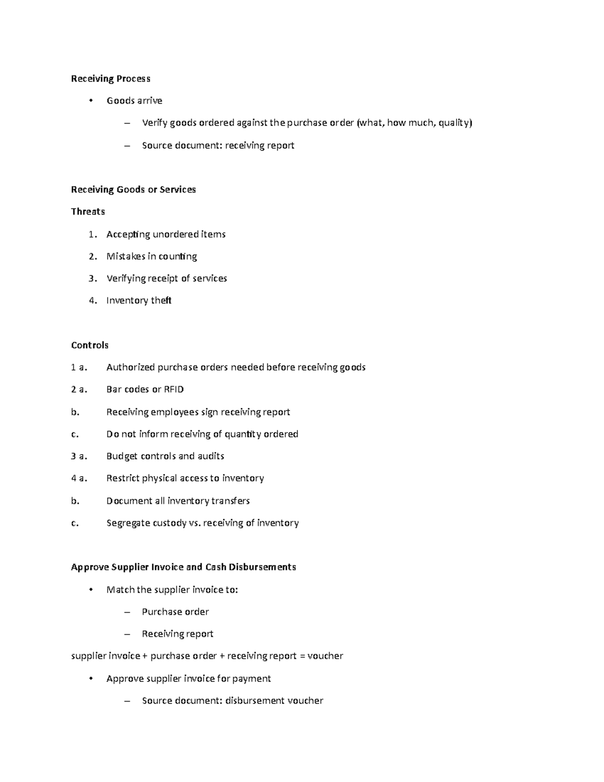 Lecture Notes 15 c - Receiving Process - Goods arrive - Verify goods ...