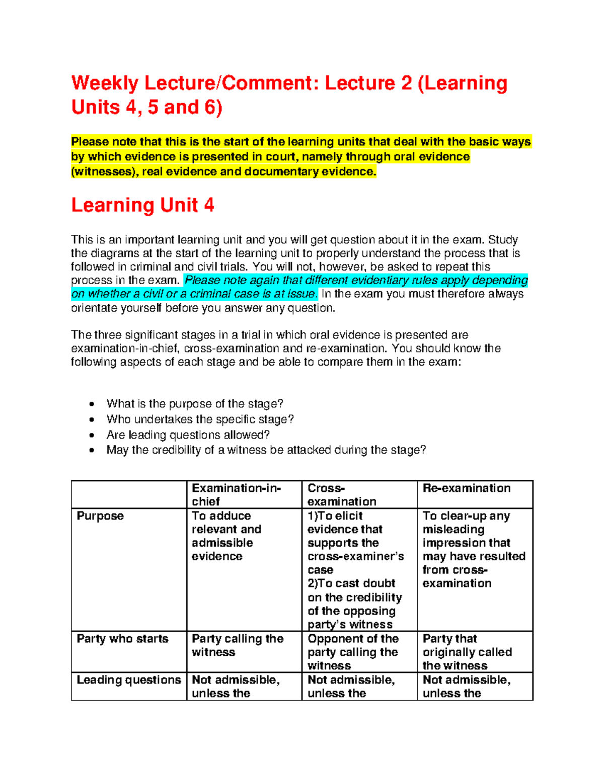 Lecture 2 - Weekly Lecture/Comment: Lecture 2 (Learning Units 4, 5 and ...