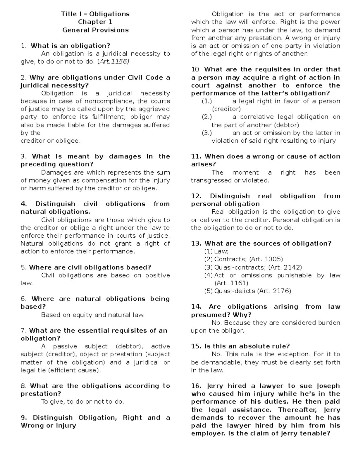 Oblicon - zjwjskw - Obligations and Contracts (Law and Application ...