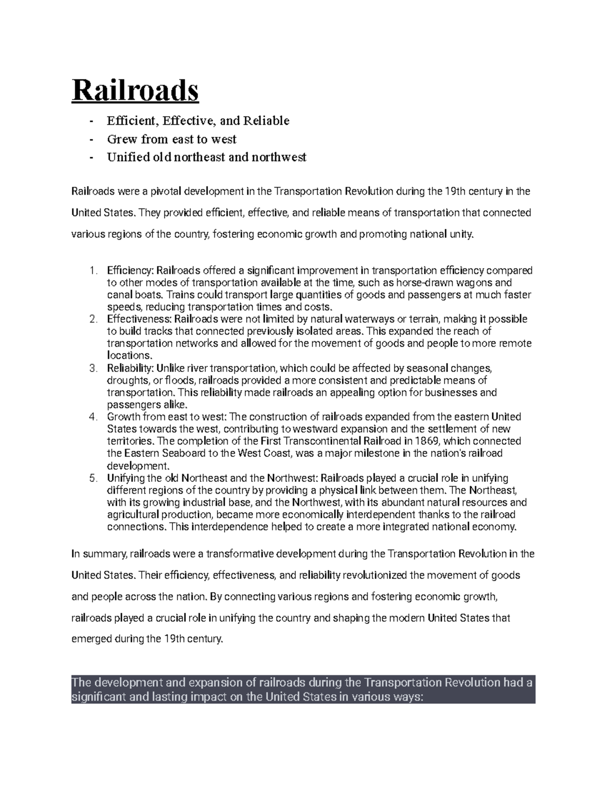 Railroads lecture notes - Railroads Efficient, Effective, and Reliable ...