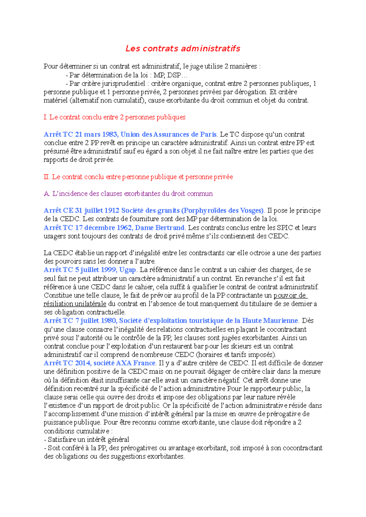 Droit administratif - notes de cours - Les contrats administratifs Pour ...