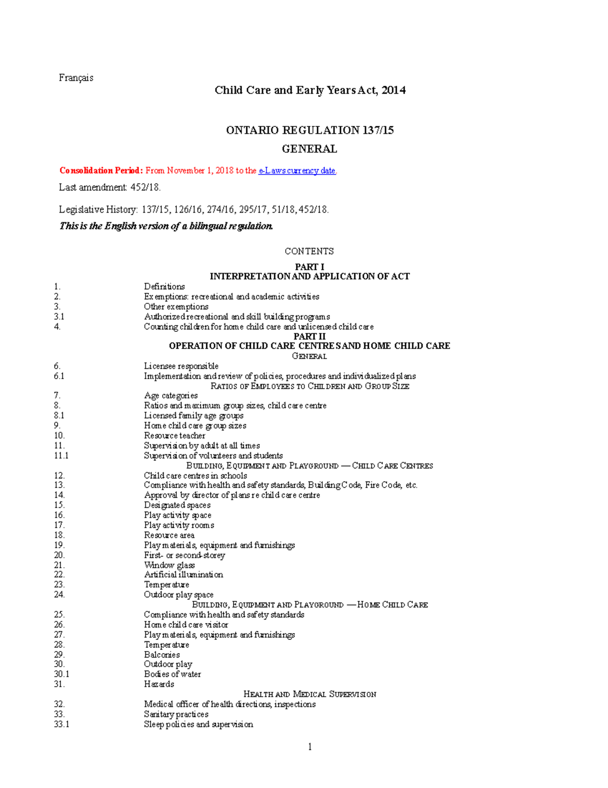 Cceya - Français Child Care and Early Years Act, 2014 ONTARIO ...