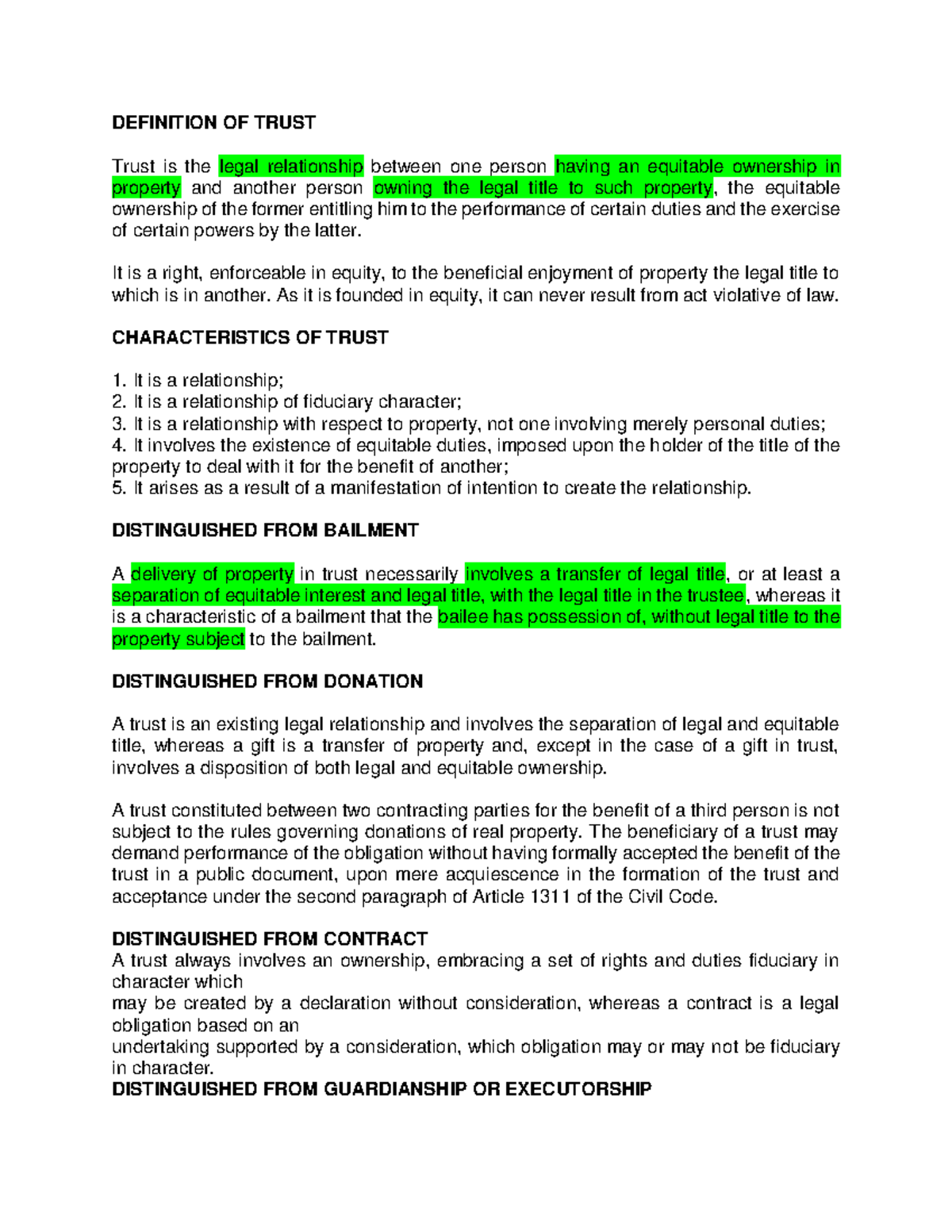 Trust-digest - CASE DIGESTS - DEFINITION OF TRUST Trust is the legal ...