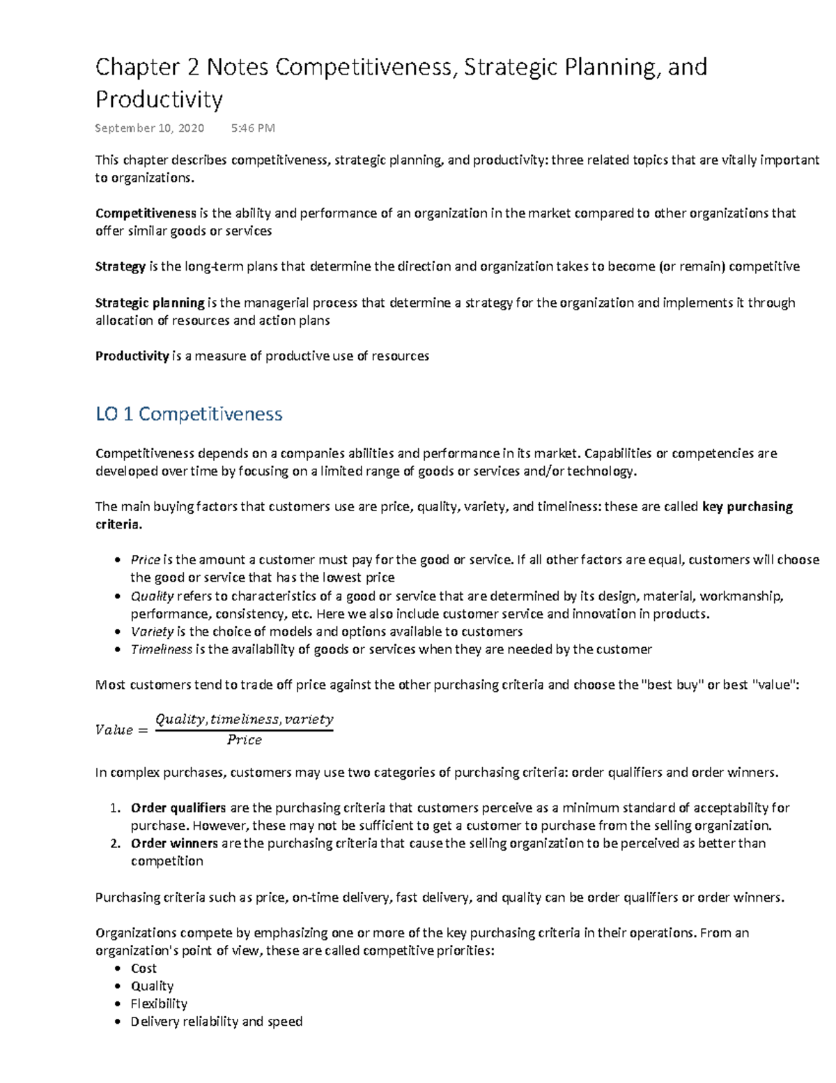 Chapter 2 Notes from textbook reading - - Studocu