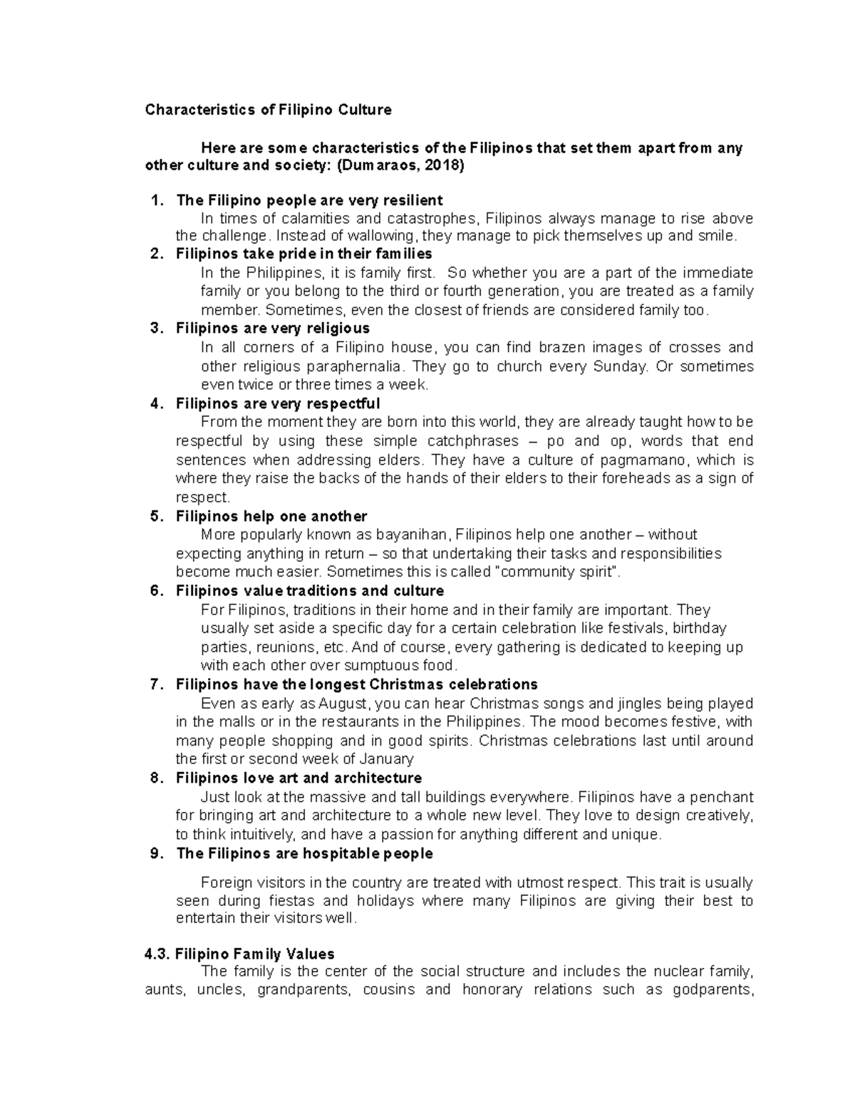 Characteristics of Filipino Culture - Instead of wallowing, they manage ...