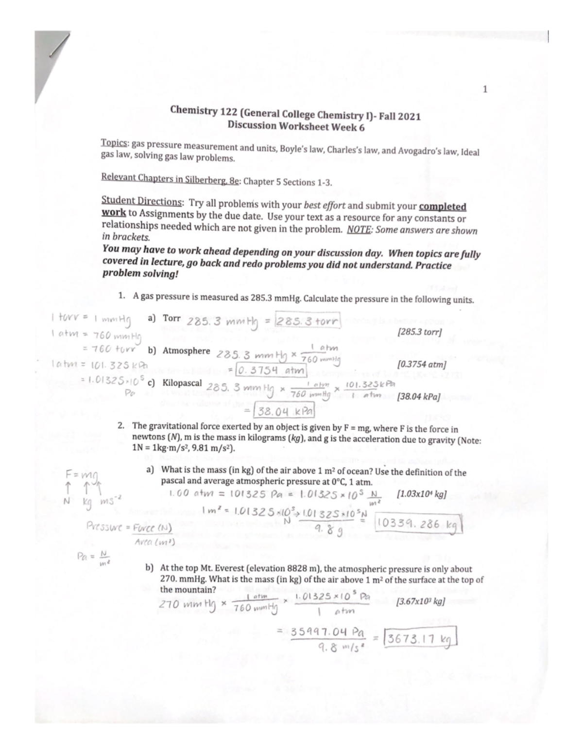 Chem 122 discussion wkst week 6 - CHEM 122 - Studocu