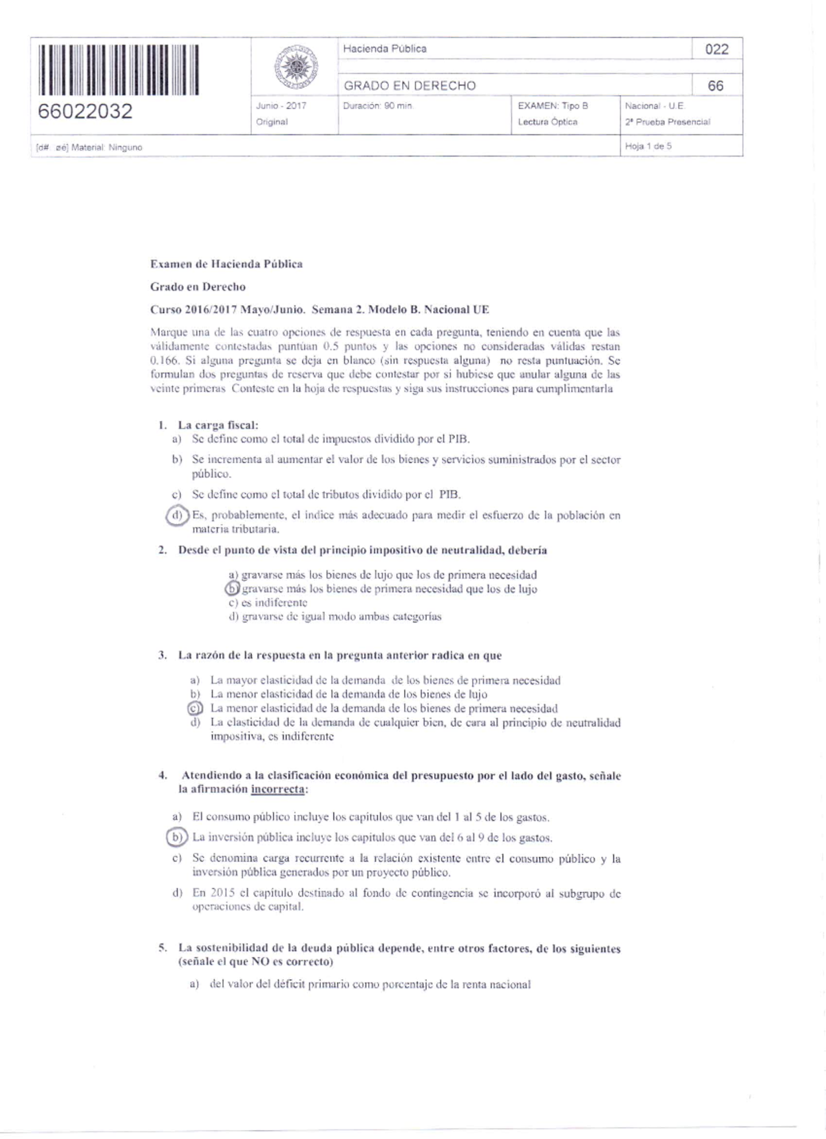 Examen 9 Junio 2017, preguntas y respuestas - Hacienda Pública - Studocu