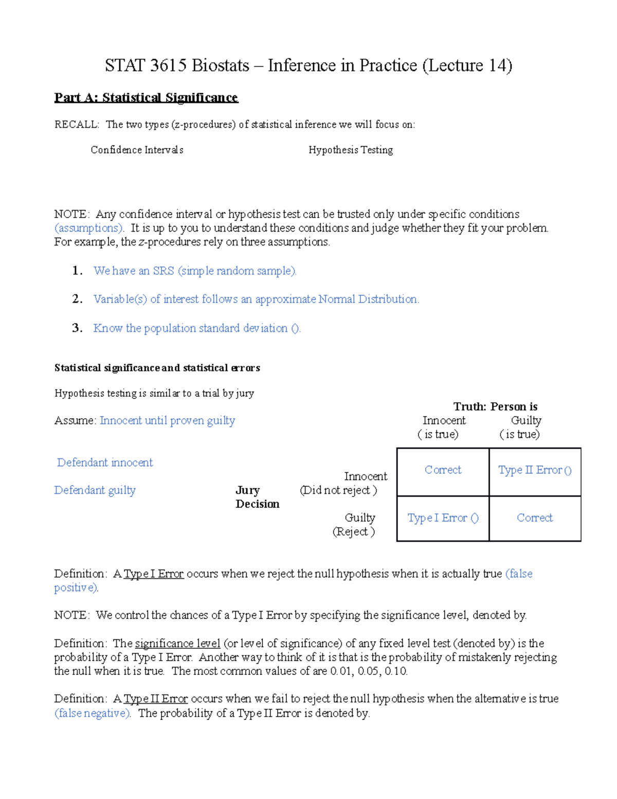 Lecture 14 Inference Stat 3615 Biostats Inference In Practice
