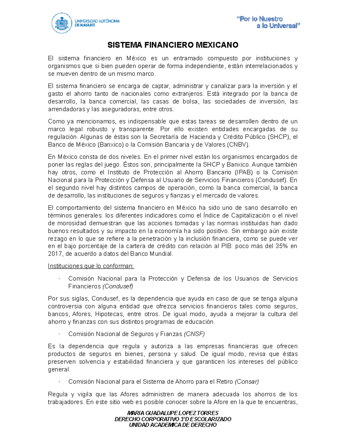 Sistema Financiero Mexicano SISTEMA FINANCIERO MEXICANO El Sistema