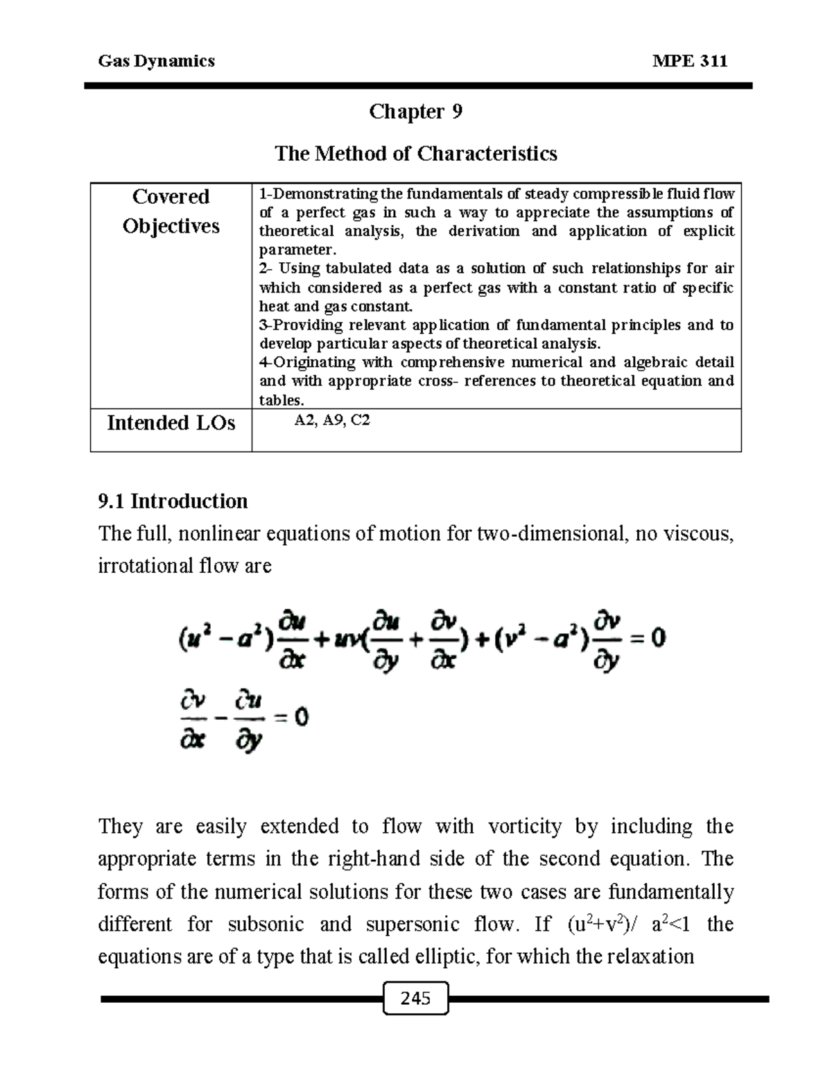 Chapter 9 The Method of Characteristics - Chapter 9 The Method of ...