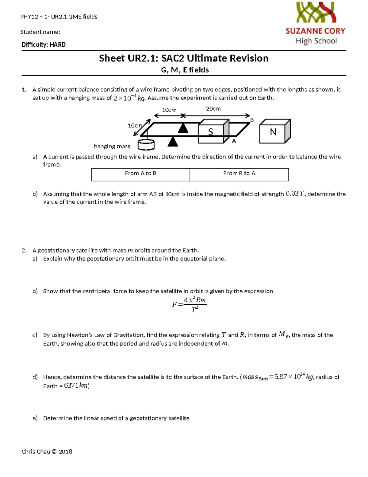 12PHY-1-UR2.1 Fields - woek - PHY12 – 1- UR2 GME fields Student name ...