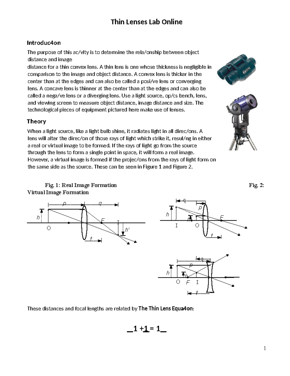 Final 2 Fall2023 Thin Lenses Lab Online (New Simulator)-1 - Thin Lenses ...