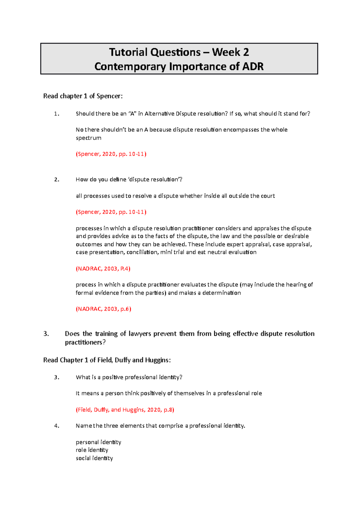 LLB103 Week 2 Tutorial - Tutorial Questions – Week 2 Contemporary ...