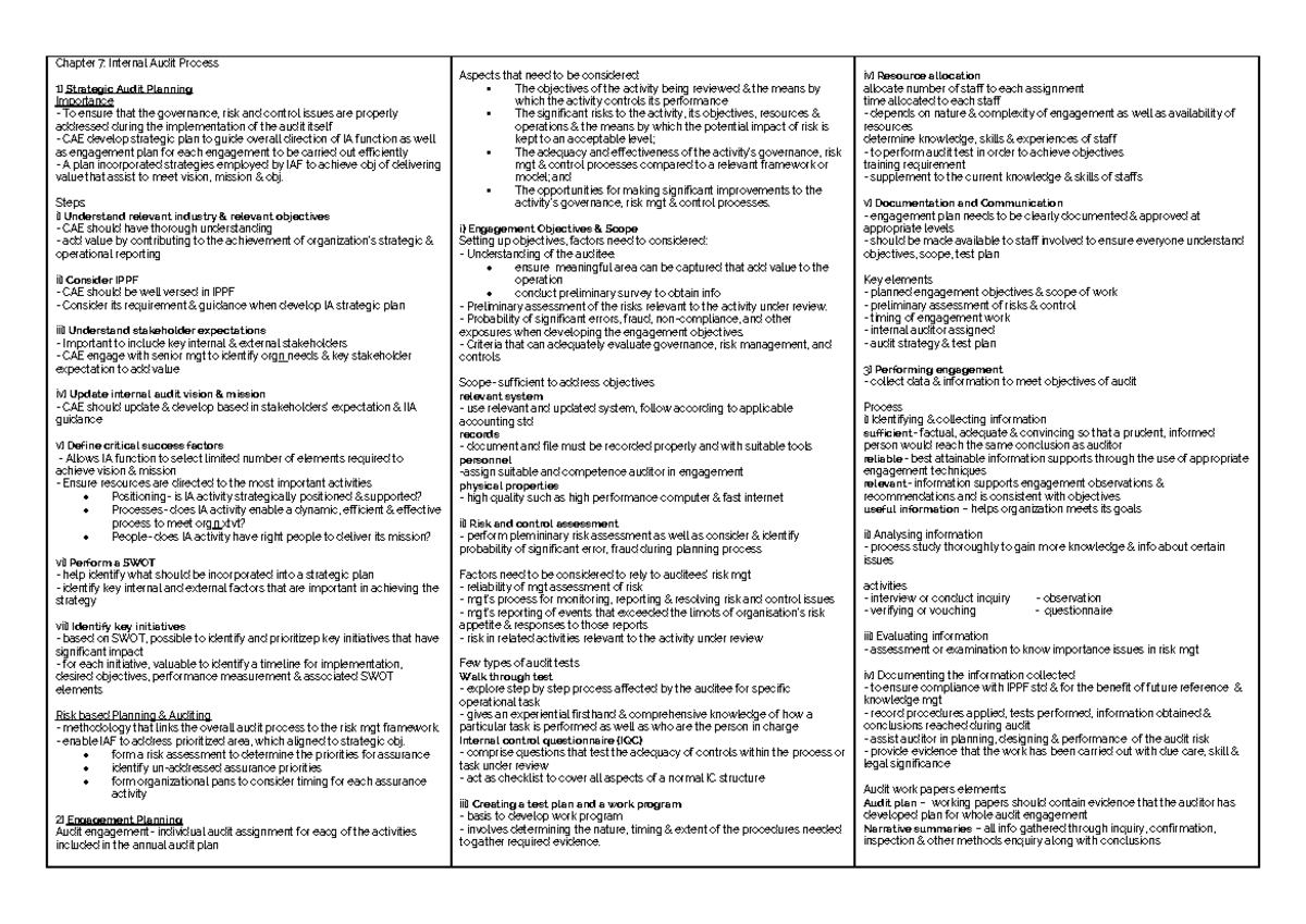 C6 Internal Audit Process - Chapter 7: Internal Audit Process Strategic ...