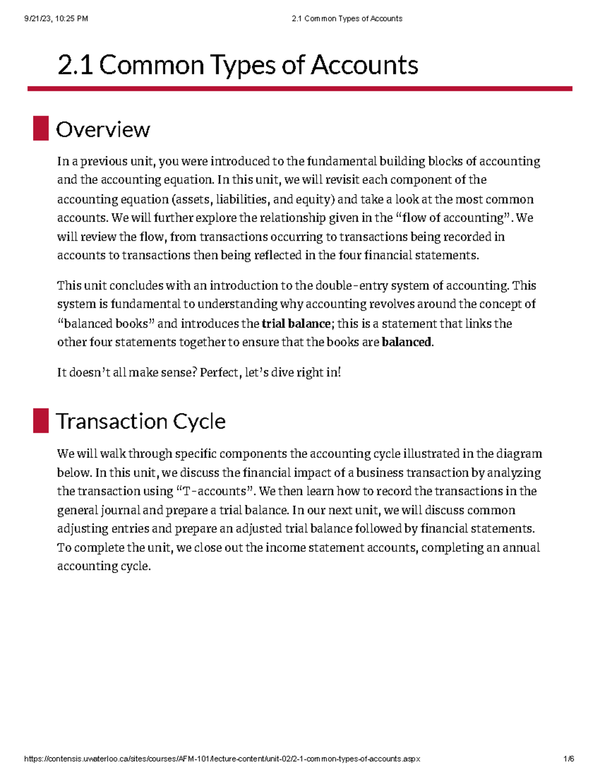 2.1 Common Types of Accounts - 2 Common Types of Accounts Overview In a ...
