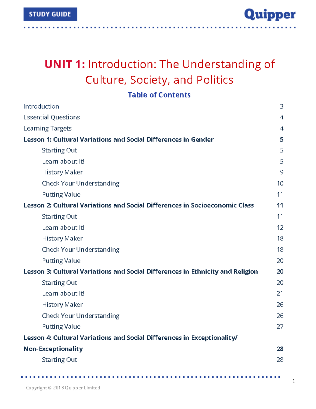 Cultural Variation Lecture Notes (complete) - 1 UNIT 1: Introduction ...