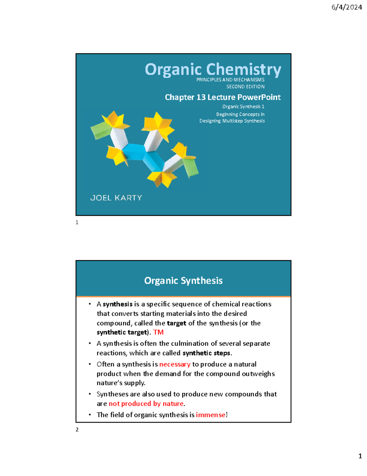 Ch13 - Organic chemistry lecture notes - Organic Chemistry PRINCIPLES ...