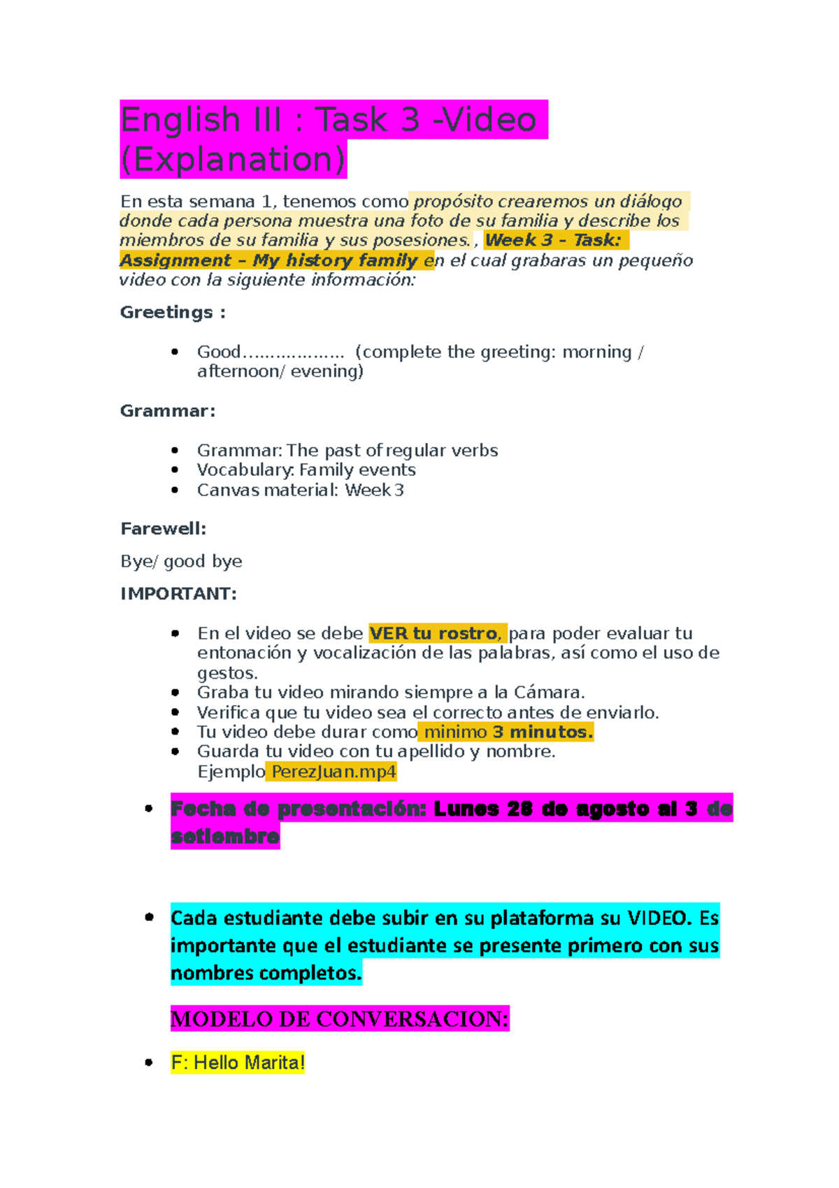 English III TASK Assigment - English III : Task 3 -Video (Explanation ...