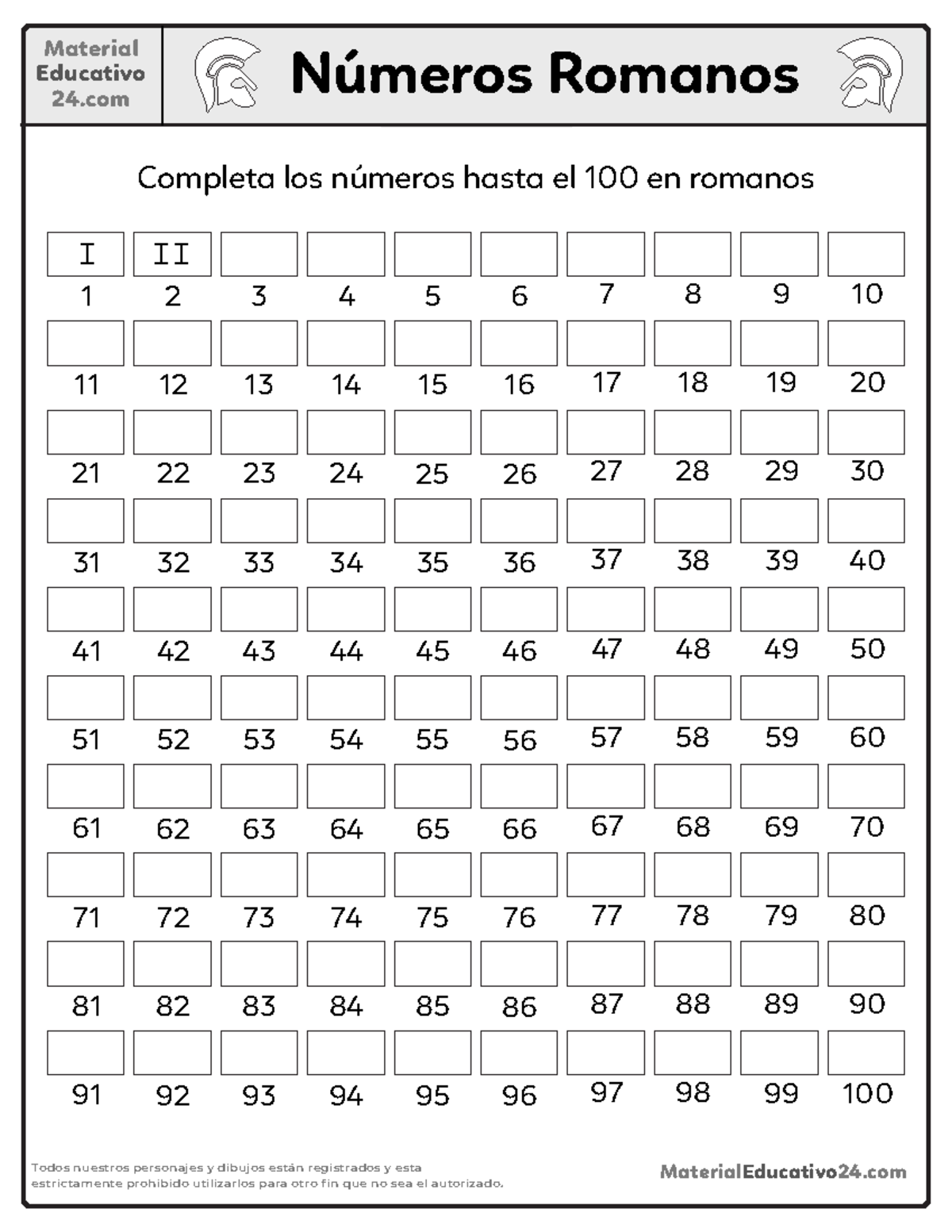 Ejercicio de numeros romanos del 1 al 100 - Todos nuestros personajes y ...