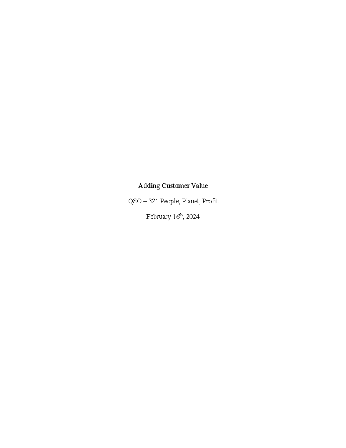 QSO-321 Module 6-3 Assignment - Adding Customer Value QSO – 321 People ...