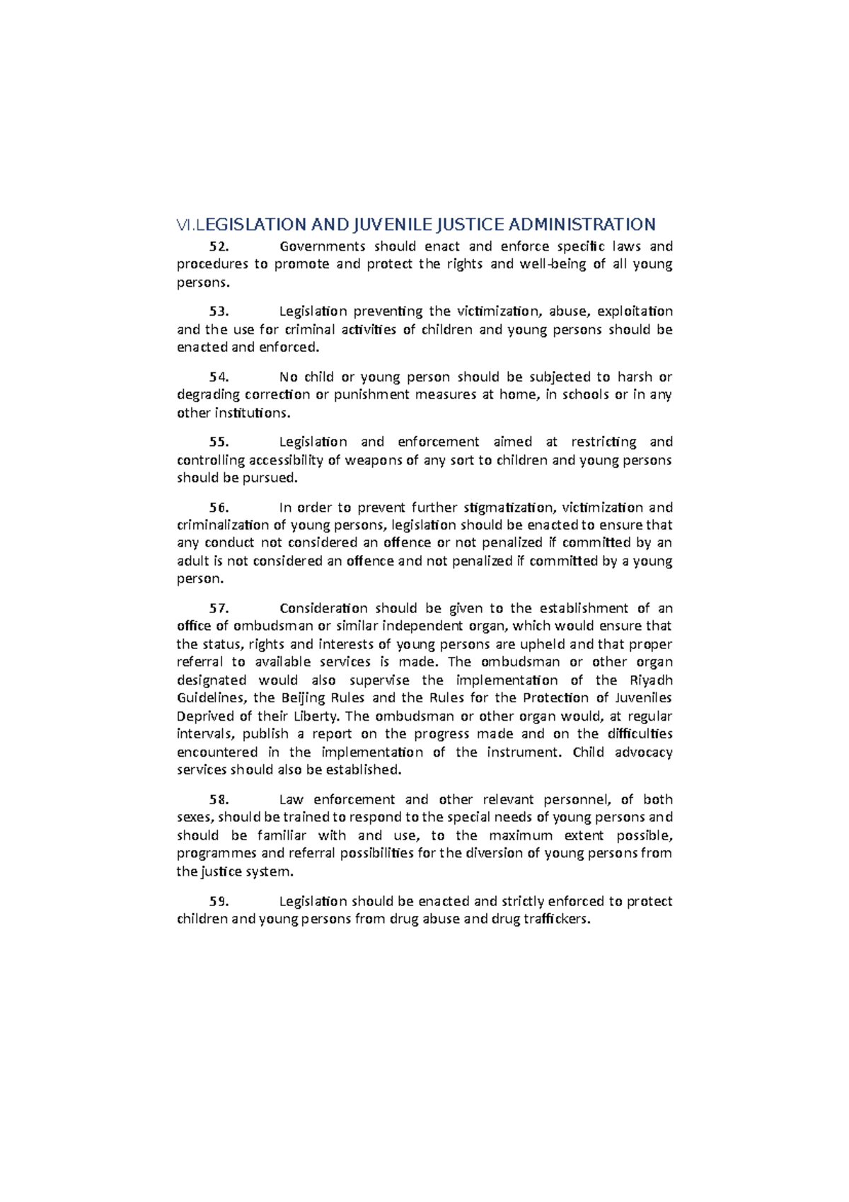 Int. humanrights law m73 - VI AND JUVENILE JUSTICE ADMINISTRATION ...