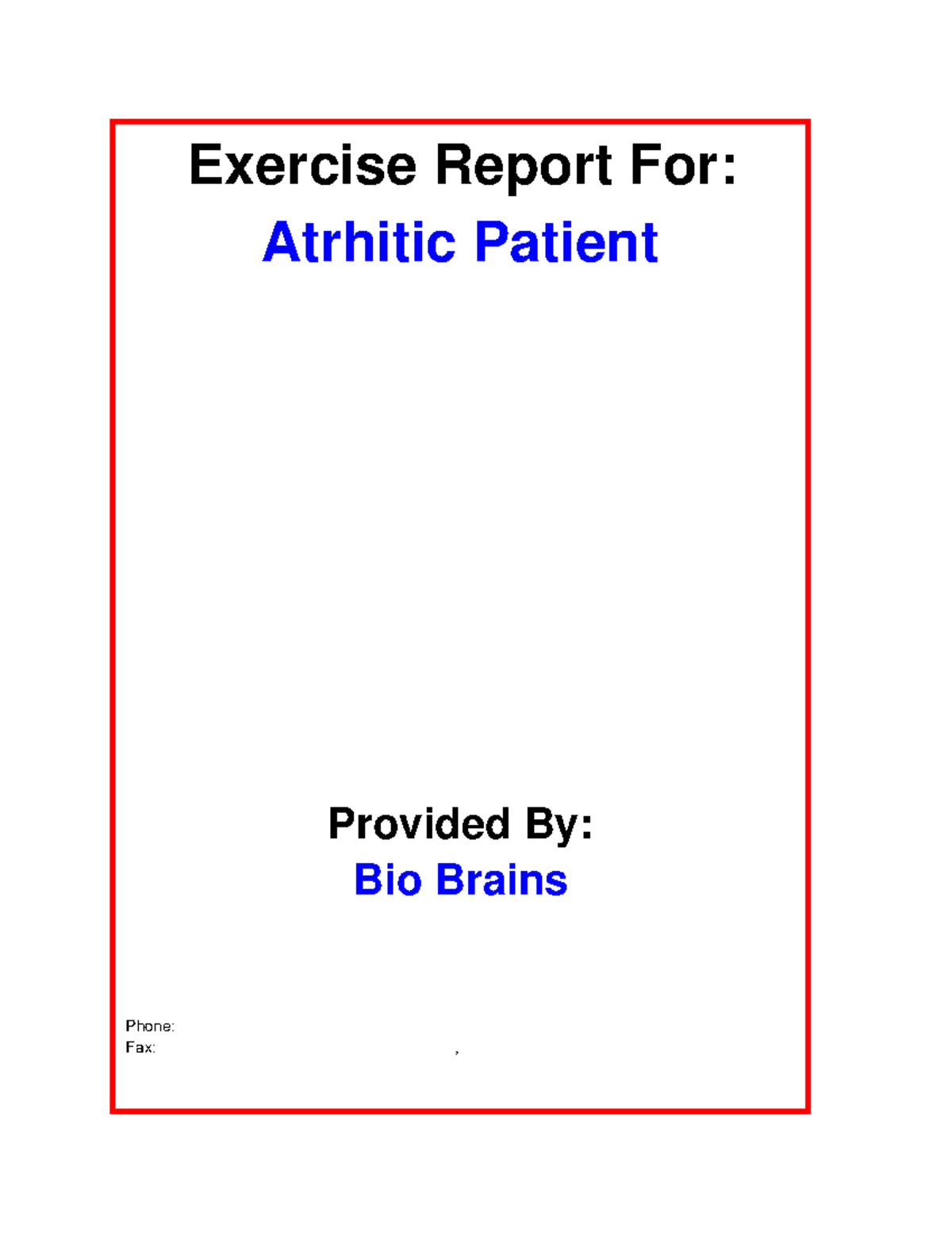 Exercise Program for arthritis - Exercise Report For: Atrhitic Patient ...