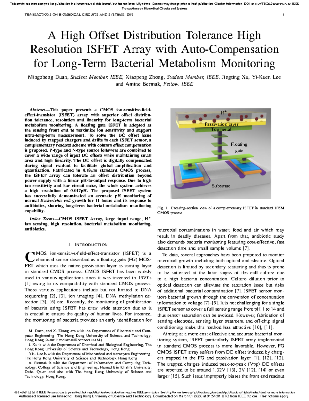 A High Offset Distribution Tolerance High Resolution Isfet Array with Auto-Compensation for ...