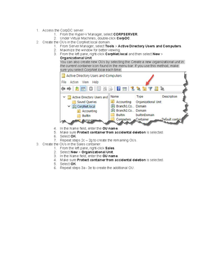 8.1.7 Create User Accounts - Access the CorpDC server. From the Hyper-V ...