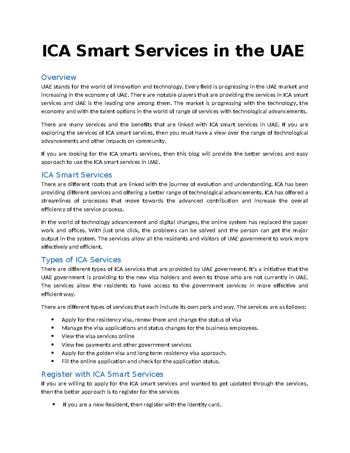 ICA Smart Services in the UAE - ICA Smart Services in the UAE Overview ...