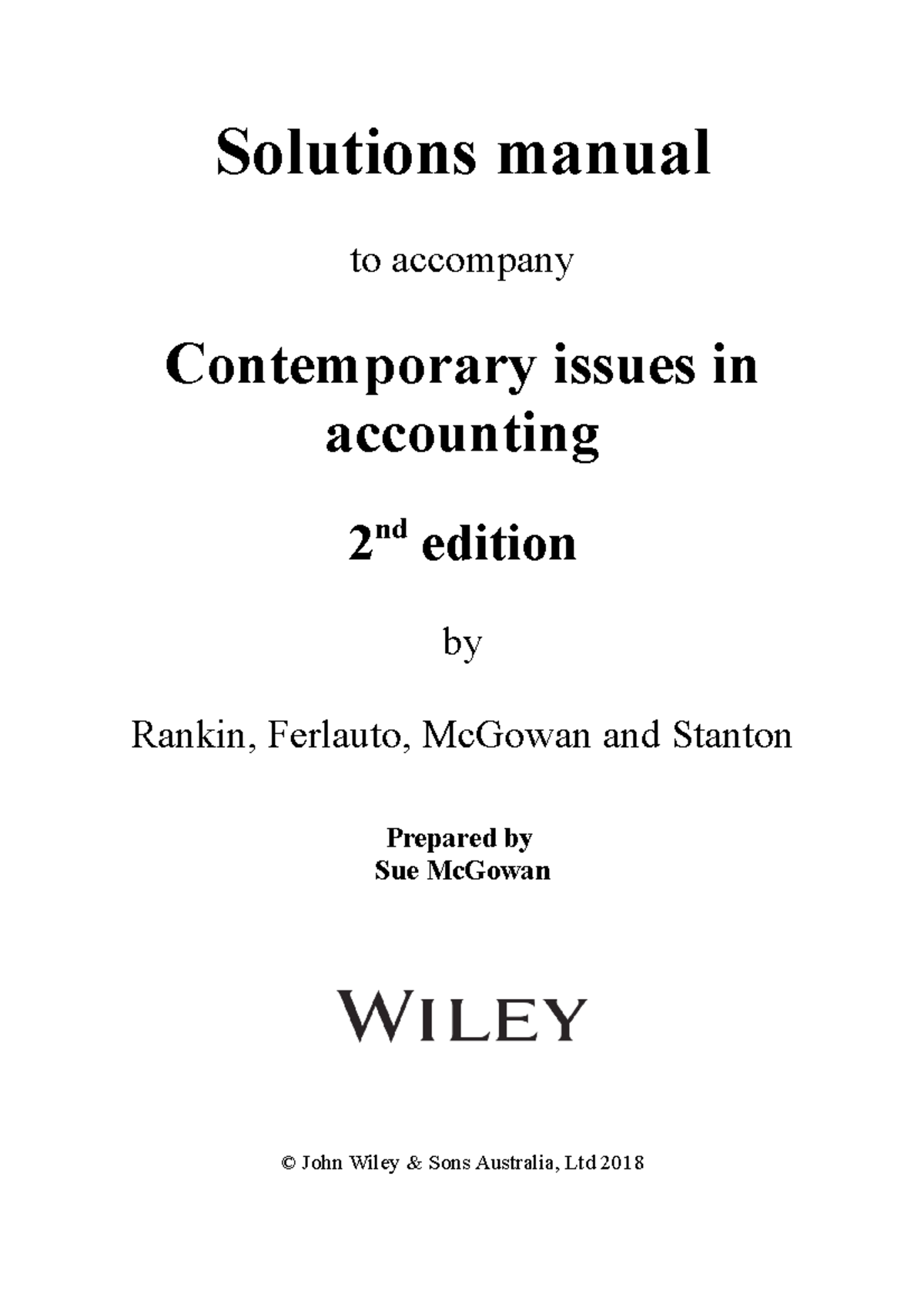 Chapter 1 Contemporary issues in accounting - Solutions manual to ...