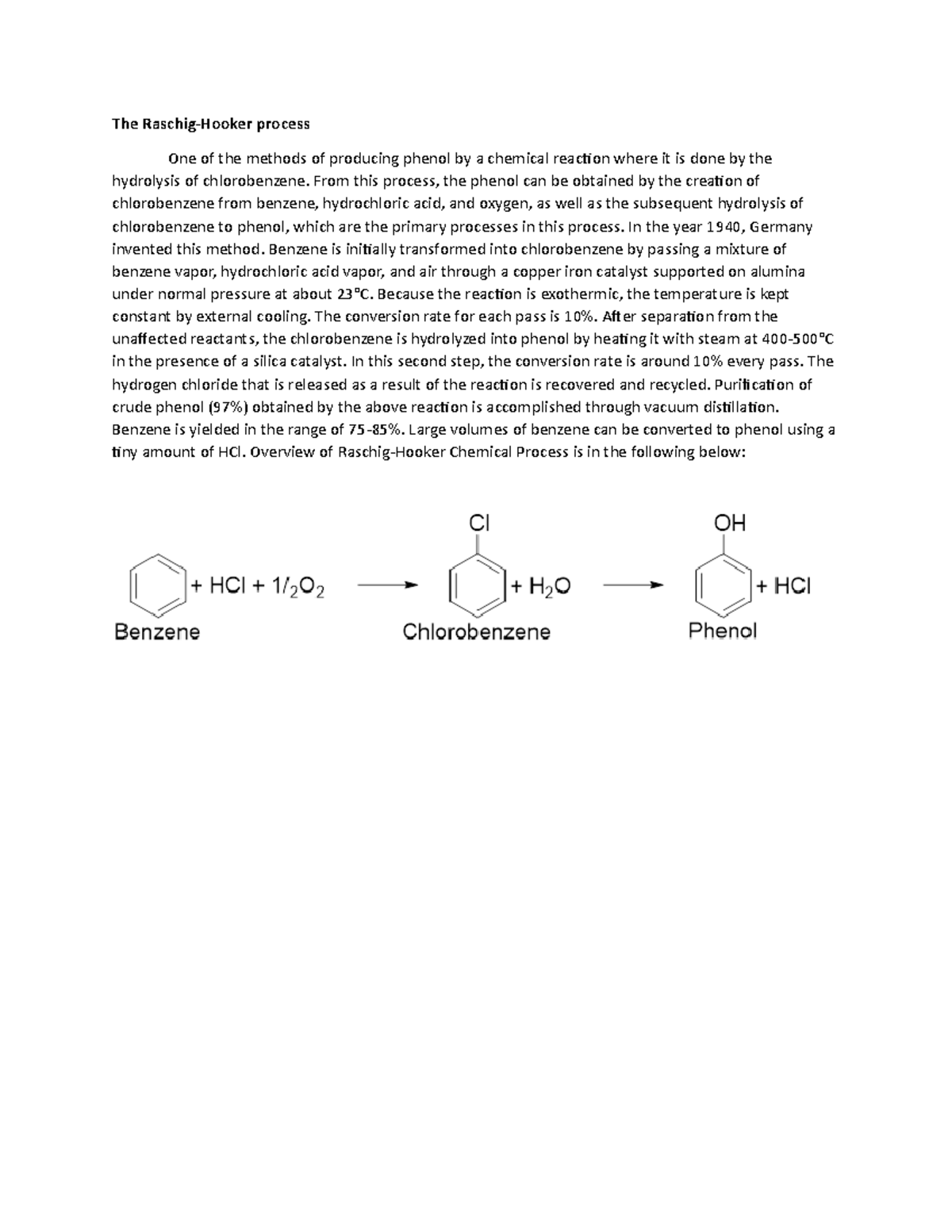 The Raschig-Hooker Process - The Raschig-Hooker process One of the ...