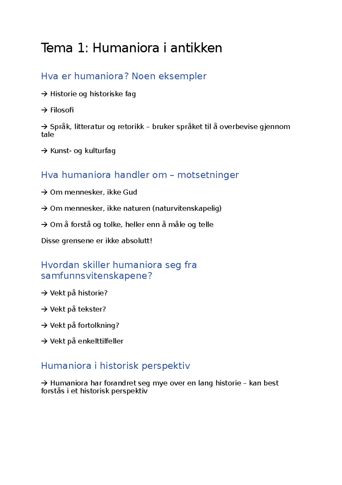 Tema 1 - Humaniora i antikken - Tema 1: Humaniora i antikken Hva er ...