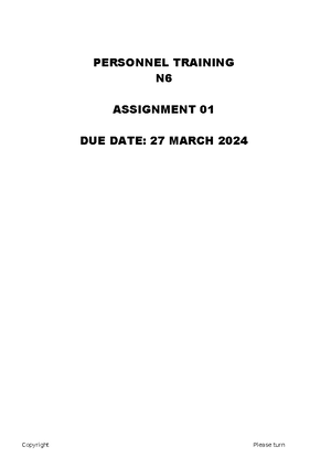 N5-Personnel-Management TEST ONE - PERSONNEL MANAGEMENT N QUESTION 1 ...