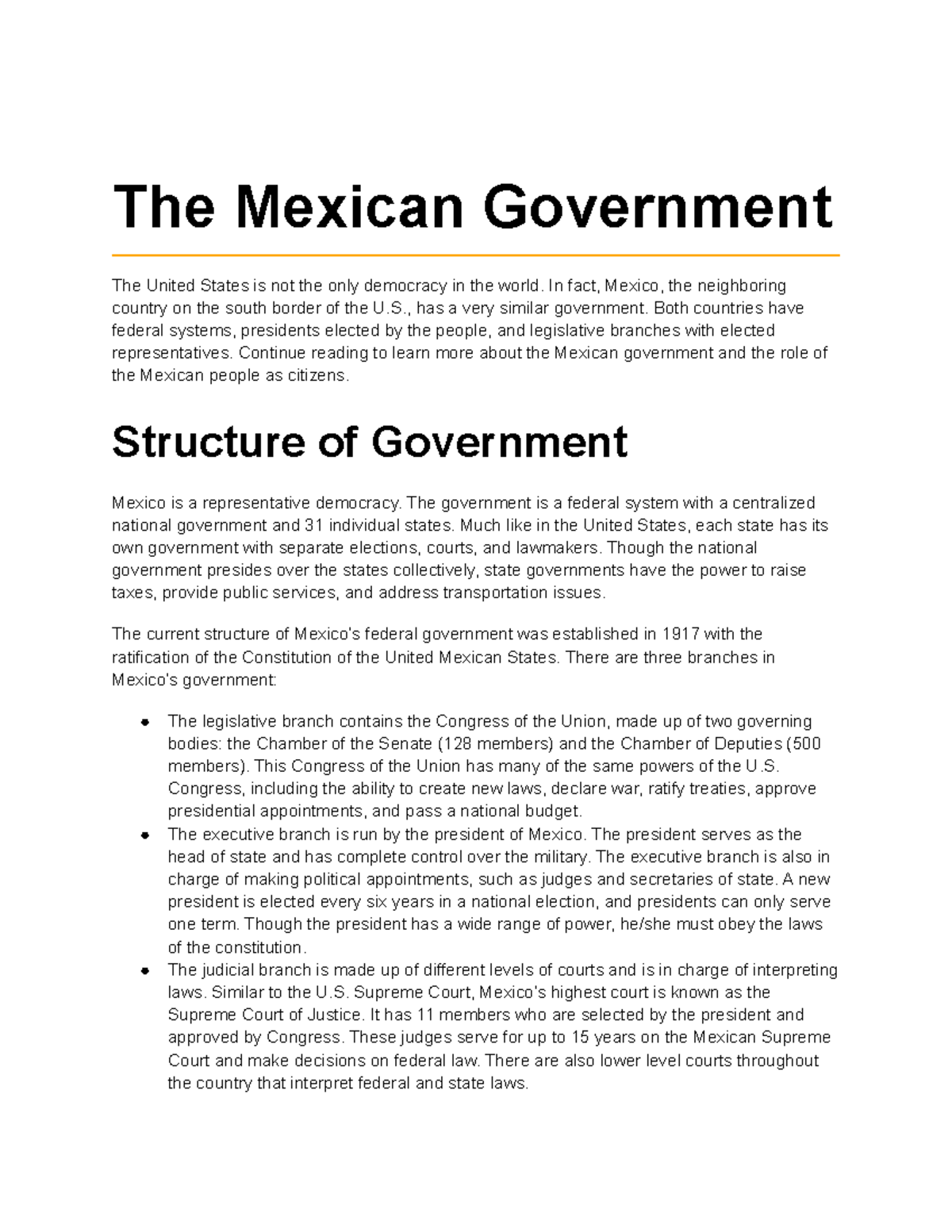 Mexican government - The Mexican Government The United States is not ...