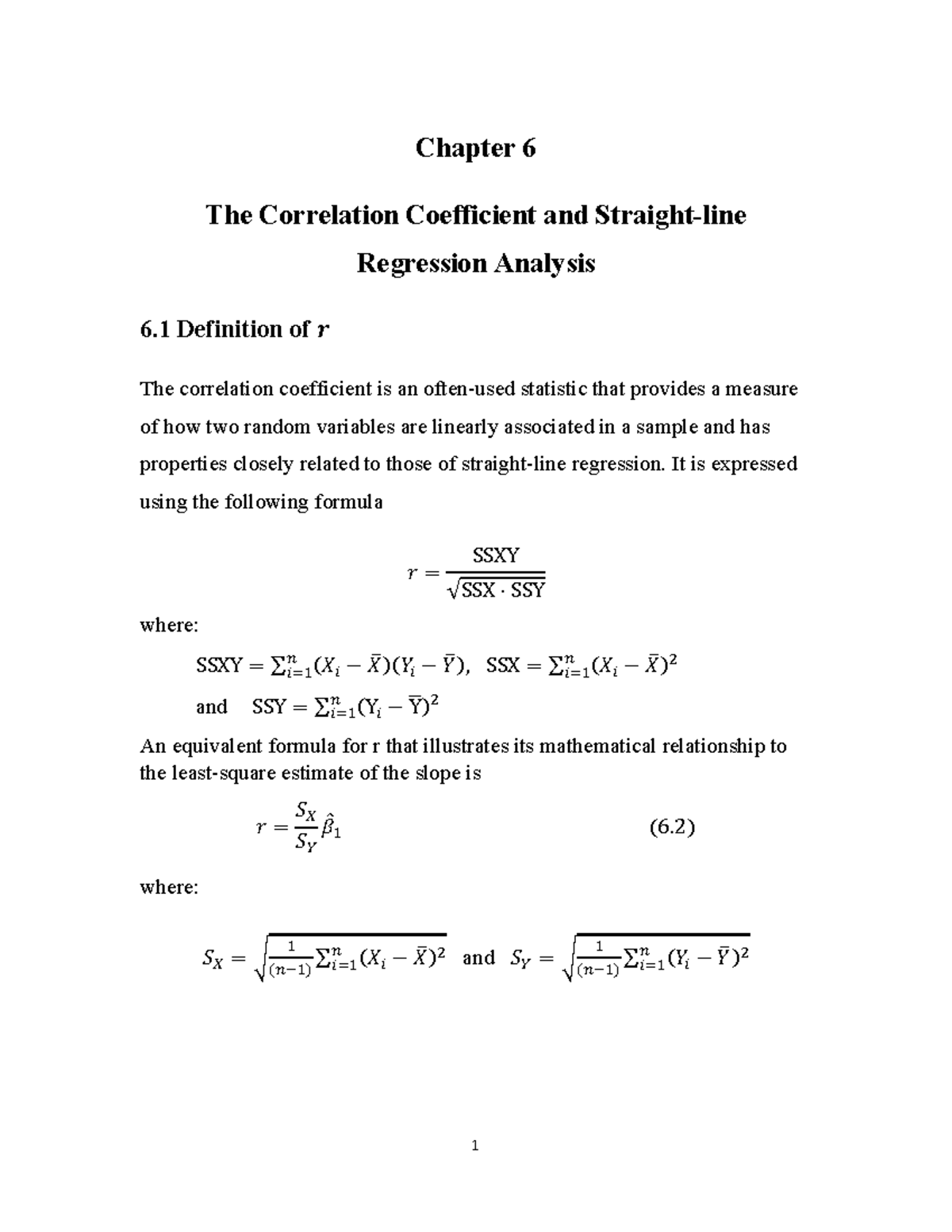 Chapter 6: The Correlation Coefficient and Straight-line Regression ...
