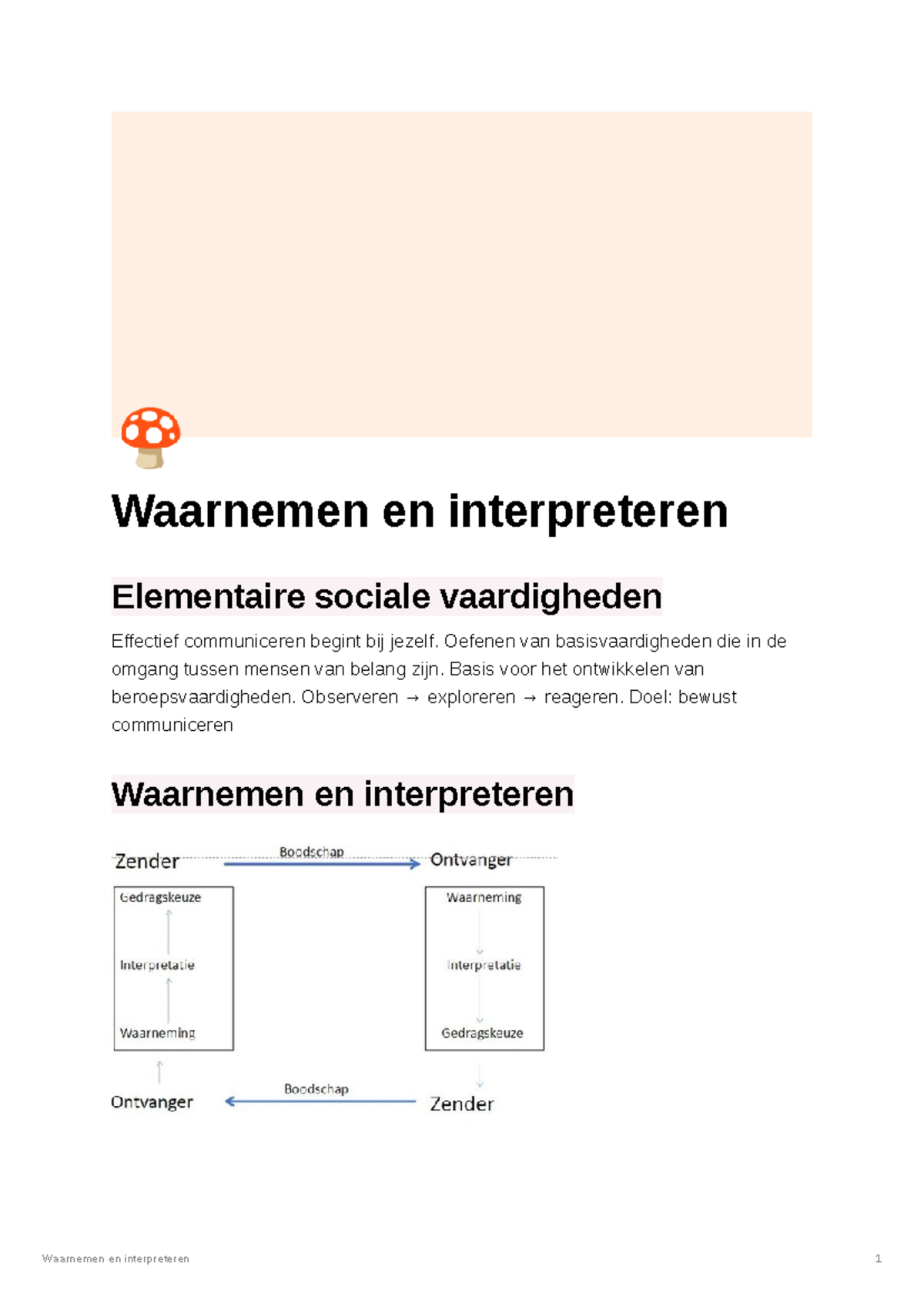Samenvatting waarnemen en interpreteren - Waarnemen en interpreteren 1 ...