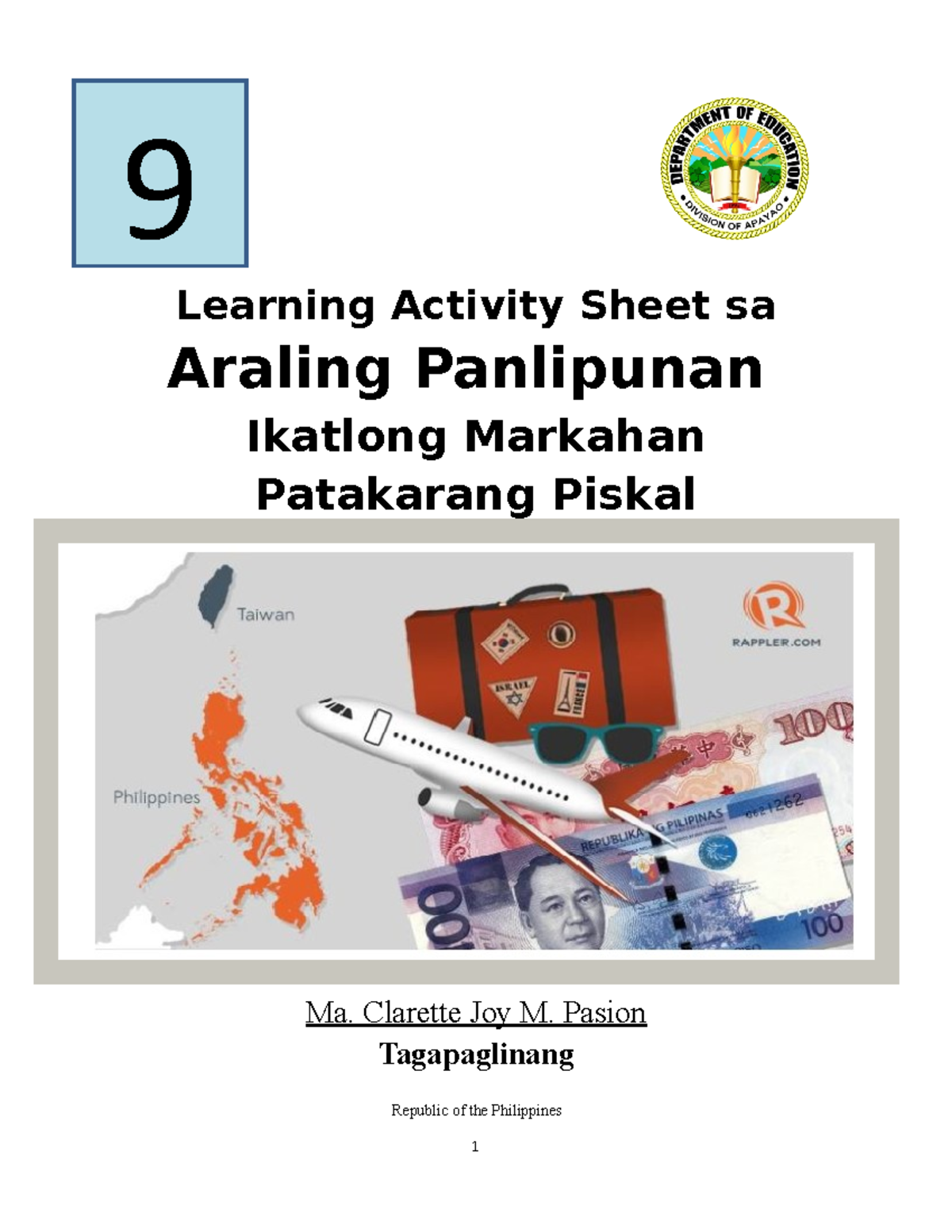 AP 9 Ikatlong Markahan LAS 1- Patakarang Piskal - Learning Activity Sheet sa Araling Panlipunan ...