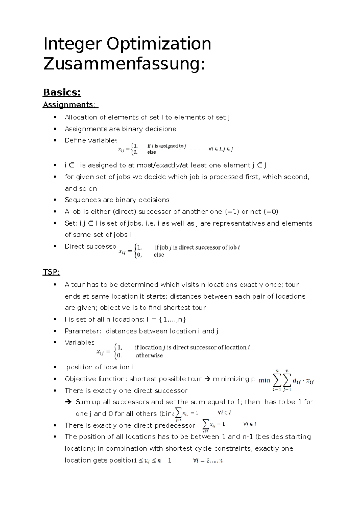 Integer Optimization Zusammenfassung Teil 1 - Integer Optimization Zusammenfassung: Basics ...