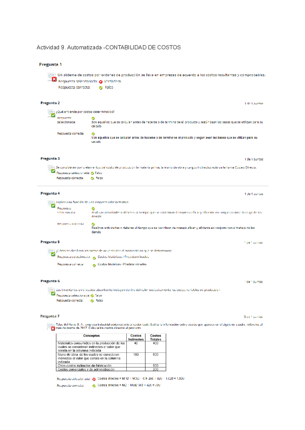 Actividad 9. Automatizada - Contabilidad DE Costos - Contabilidad de costos UVM - Actividad 9 ...