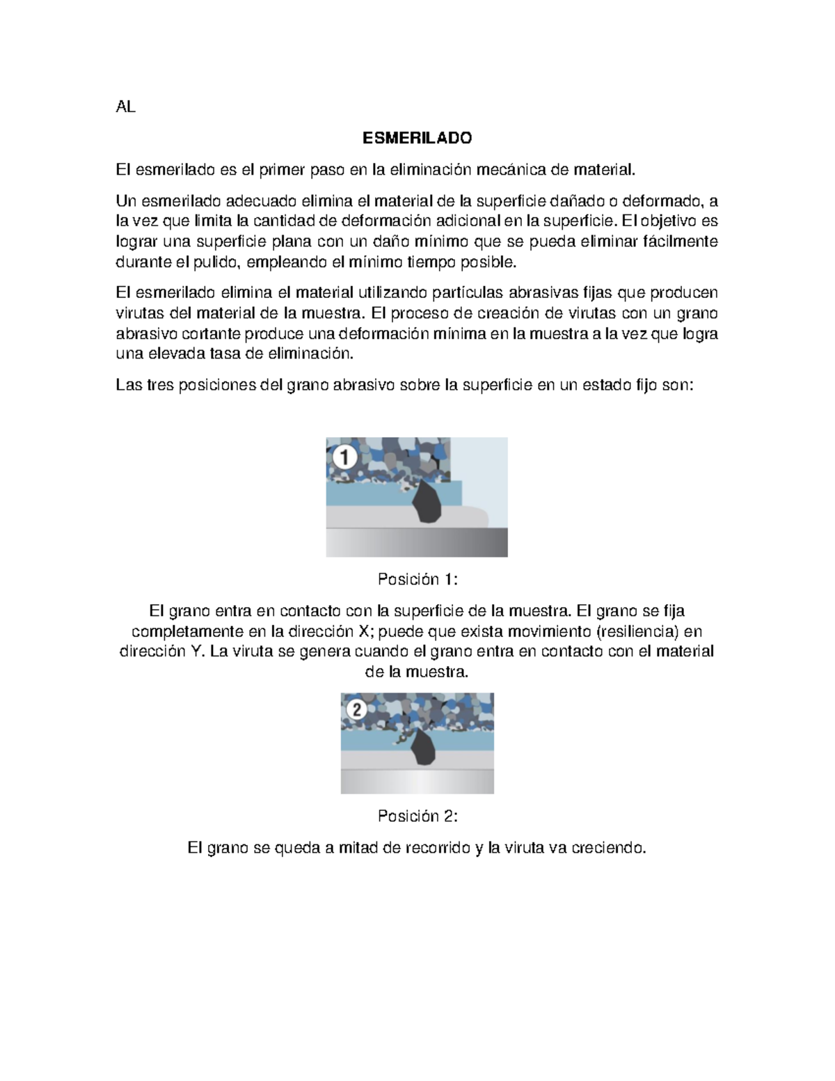 esmerilado procesos de fabricación - AL ESMERILADO El esmerilado es el ...
