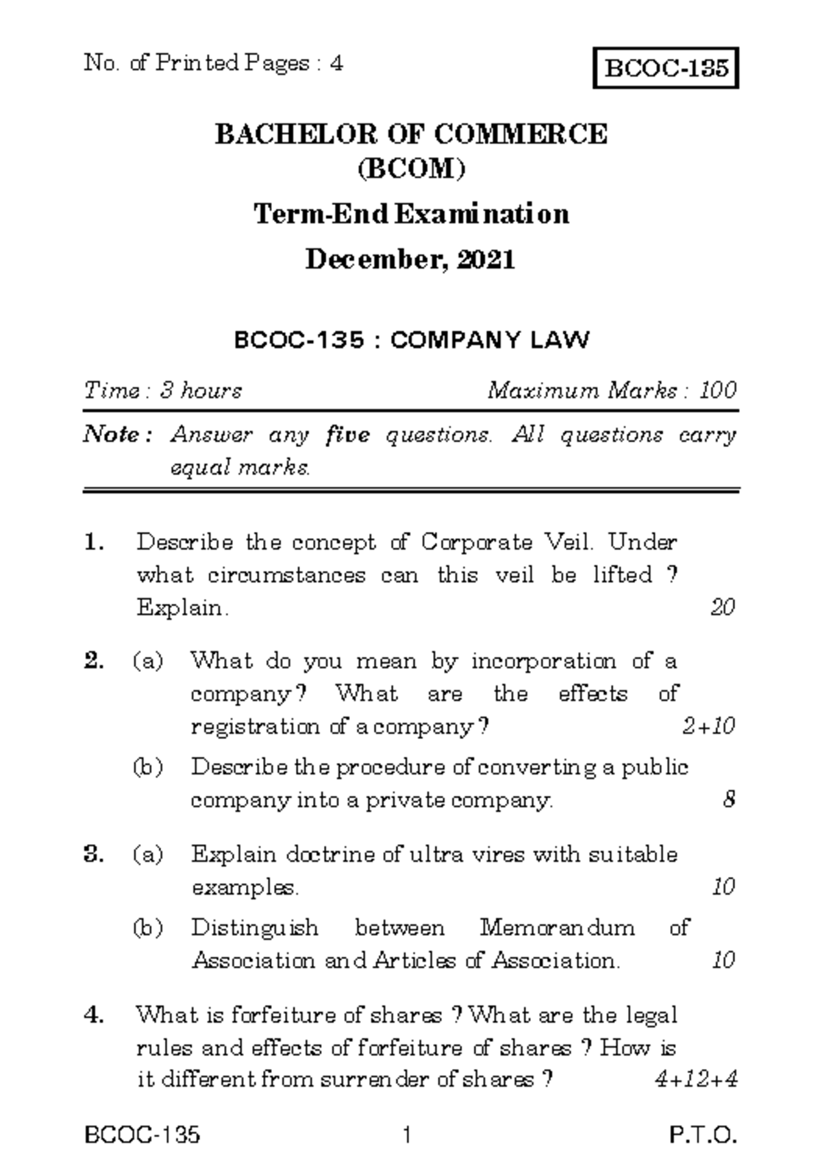 BCOC-135 ignouassignmentguru - BCOC-135 1 P.T. BCOC- BACHELOR OF ...