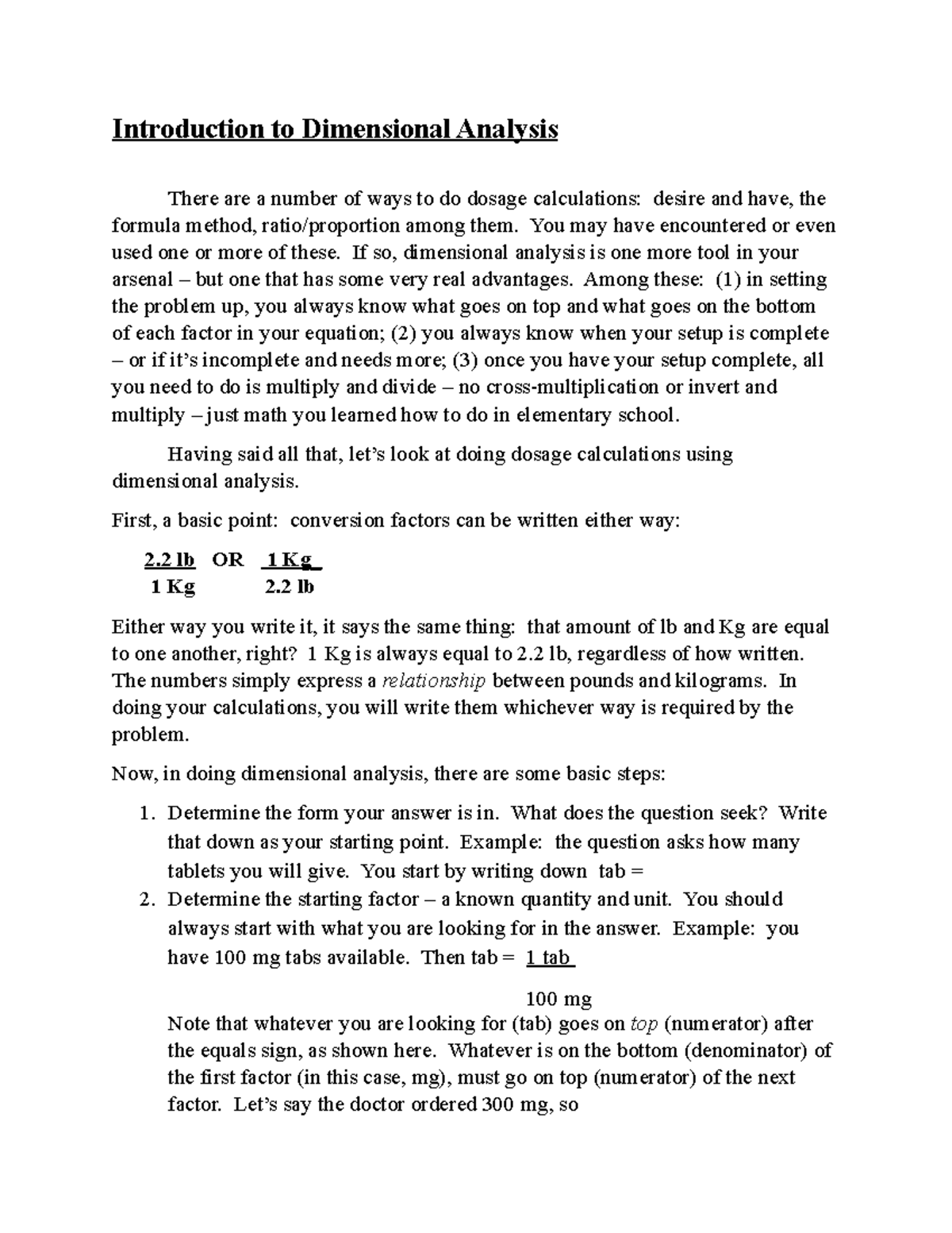 Introduction to Dimensional Analysis - You may have encountered or even ...