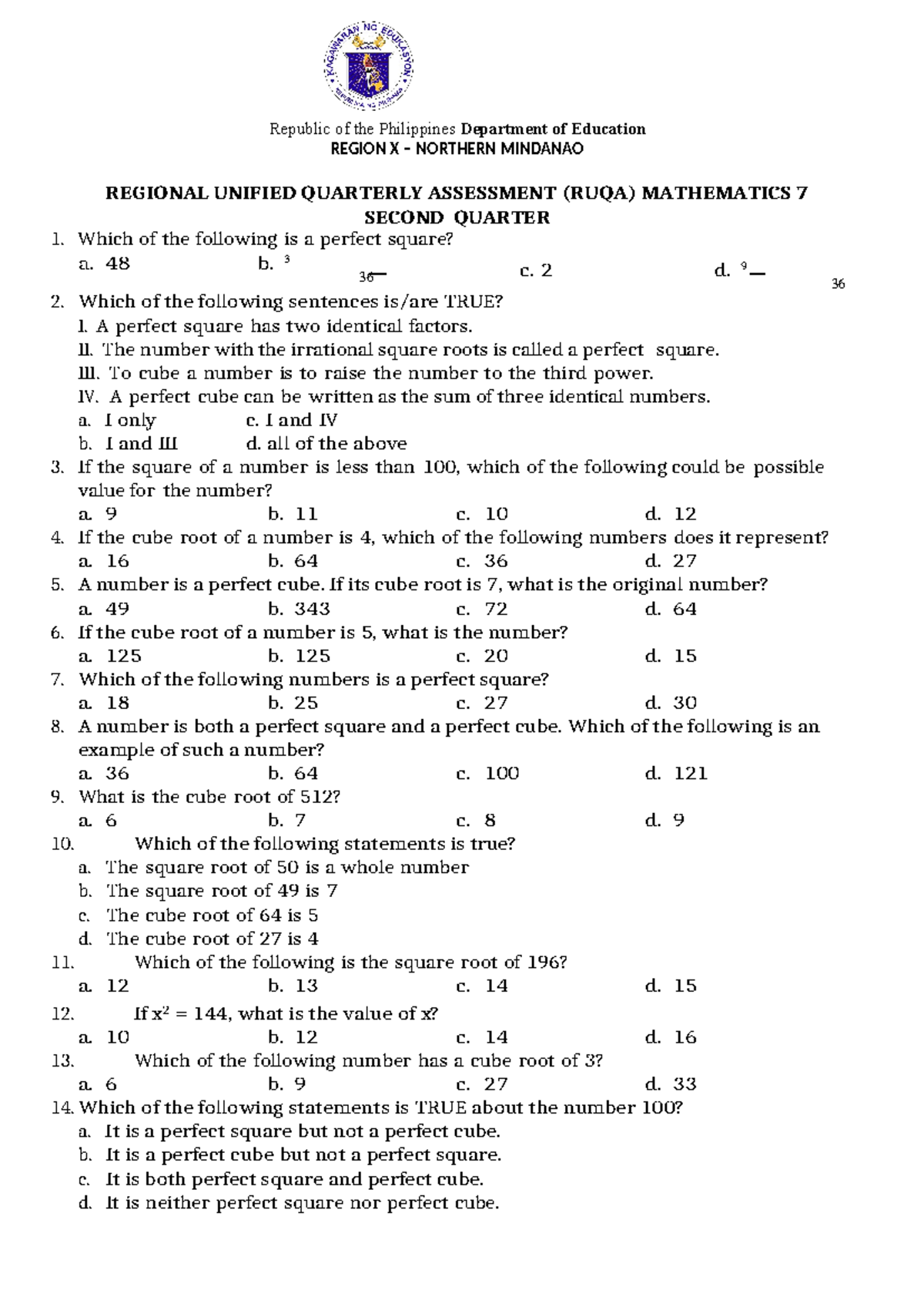 MATH 7 Q2 RUQA Final - Assessment - Republic of the Philippines ...