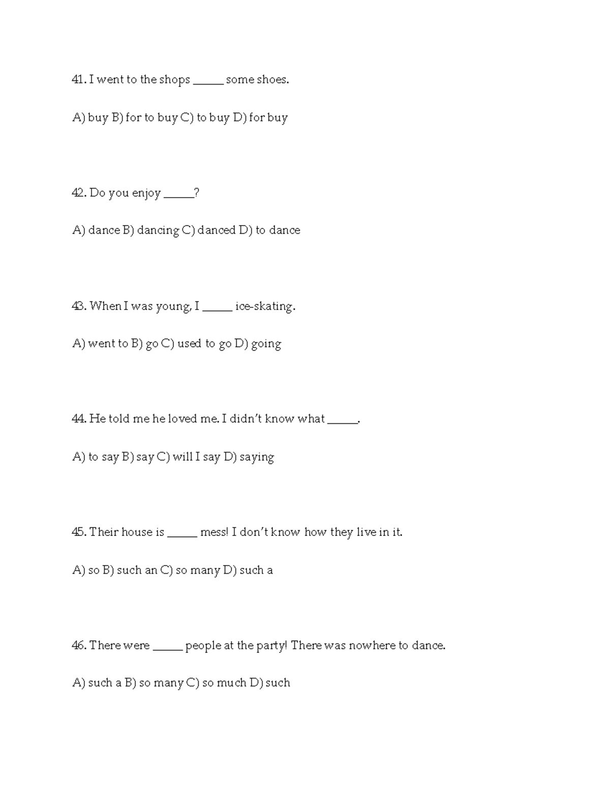 GT 18 - Grammar Test: GBA EPT Reviewer 18.7 - I went to the shops ...